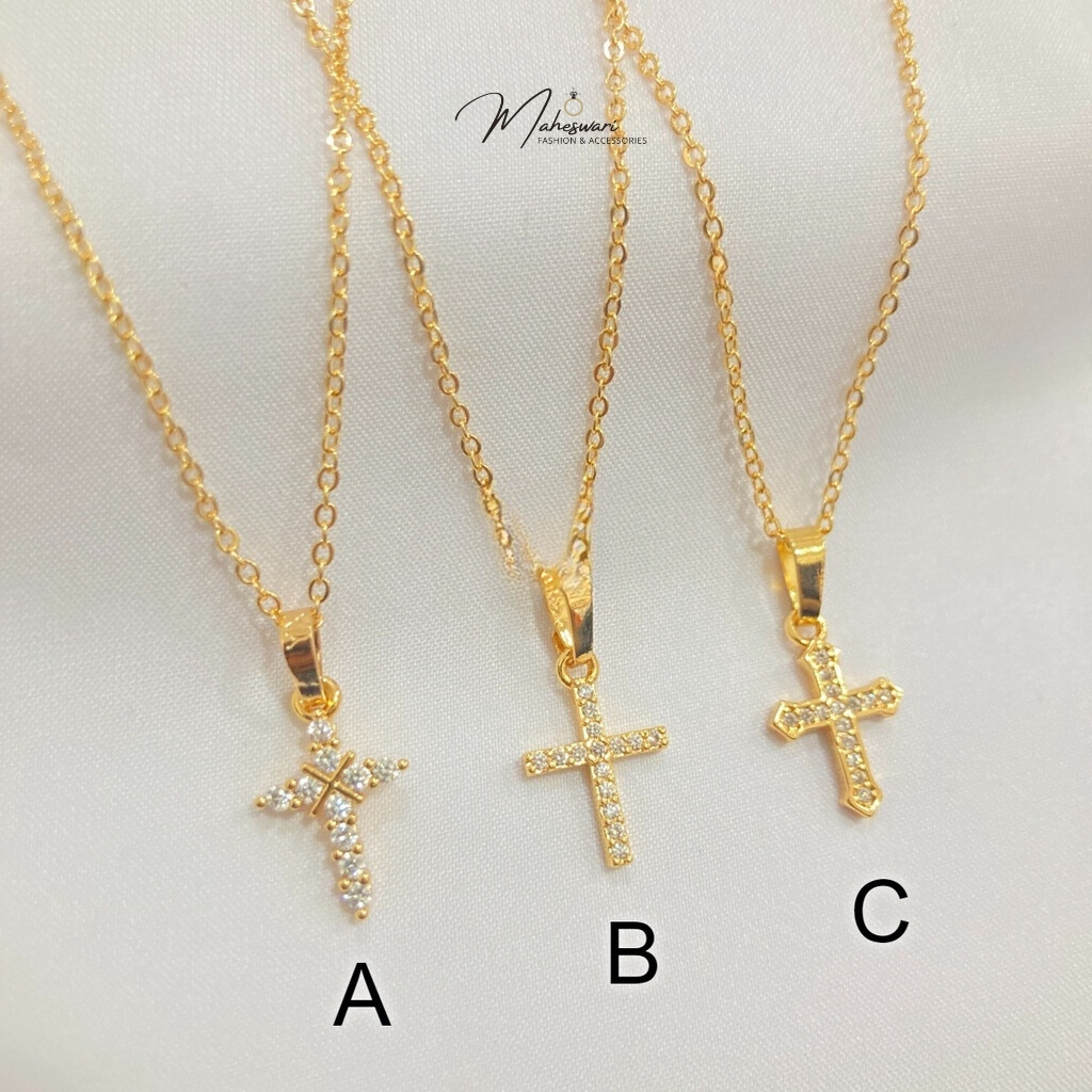 Jual Kalung Salib Wanita Titanium Anti Karat Kecil Salip Kristen ...