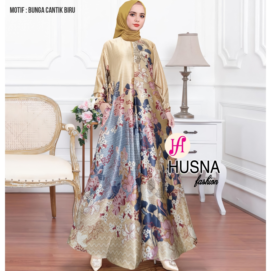 Jual Bunga Cantik /Gamis Silk Premium /Gamis Silk Motif Terbaru /Gamis ...