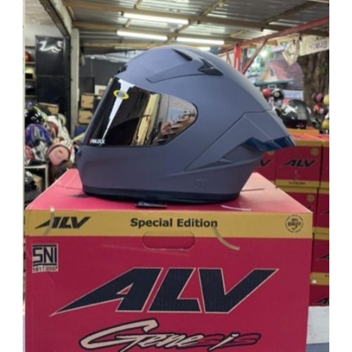 Jual ALV GENESIS HELM FULL FACE SOLID VISOR BENING STANDARD SNI Pria ...