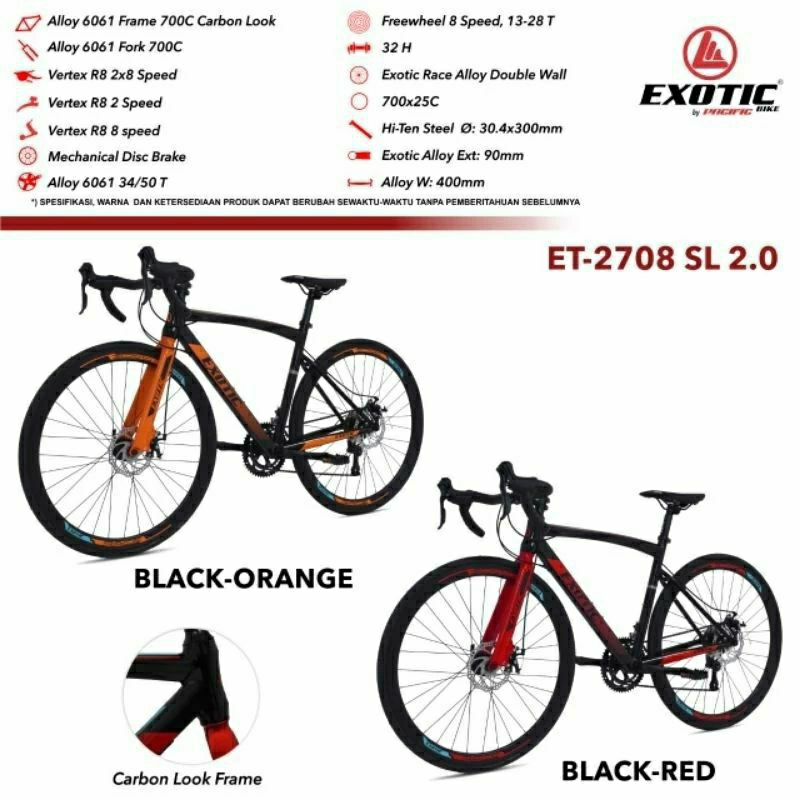 Jual Sepeda Balap EXOTIC 2708 2.0 Alloy Roadbike 700cc | Shopee Indonesia