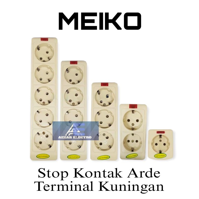 Jual Stop Kontak Arde 1 2 3 4 5 6 Lubang Terminal Kuningan Lampu Meiko | Shopee Indonesia