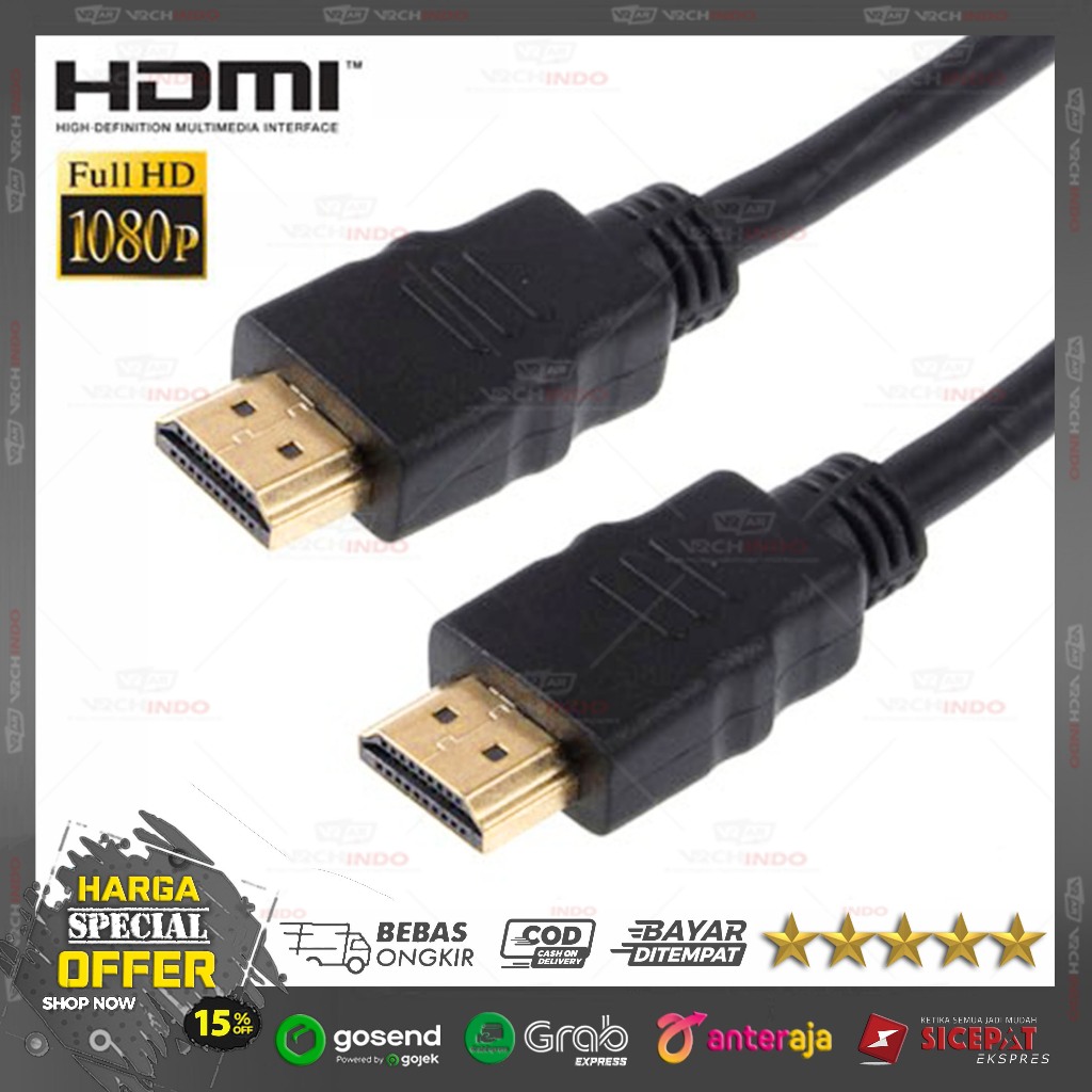 Jual Kabel HDMI to HDMI GOLD Plated Panjang 1.5 Meter / 1.5M Premium ...