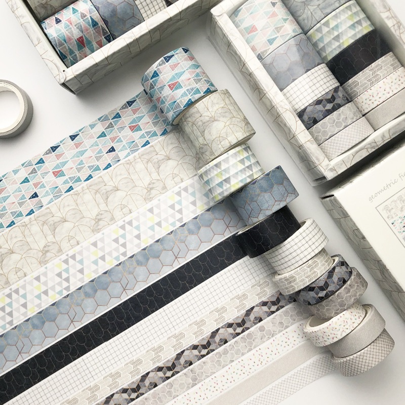 Jual (READY) 12 ROLL WASHI TAPE MODERN GEOMETRIC PATTERN | motif jepang ...