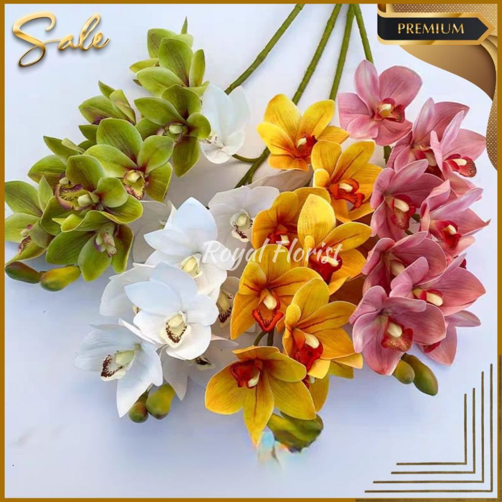 Jual Bunga Anggrek Latex Cymbidium Jumbo/Anggrek Tangkai Latex Palsu ...