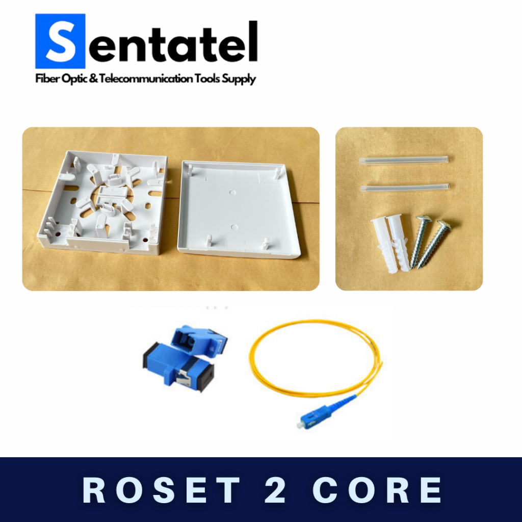 Jual Roset FO Fiber Optic Optik 2 Core lengkap 2 Adaptor 2 Pigtail SC ...