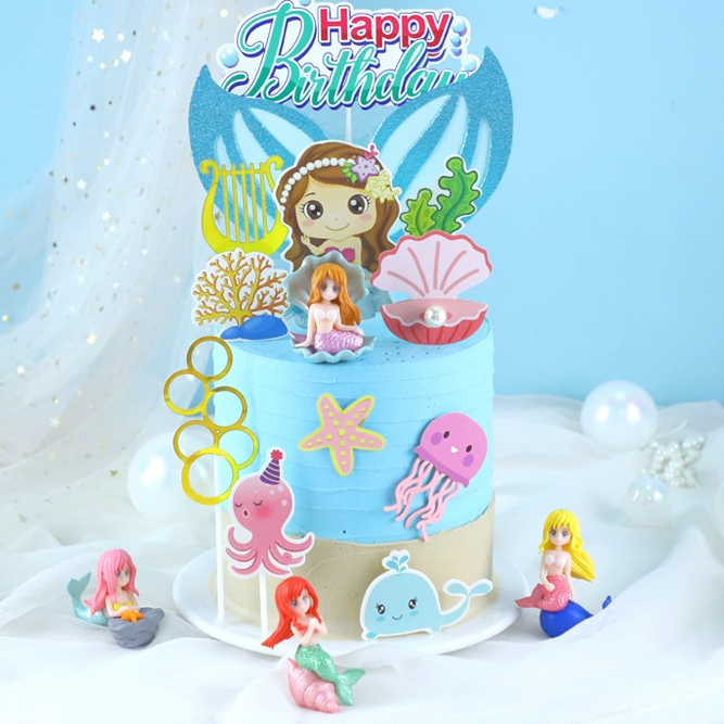 Jual Cake Topper Tema Laut dan Ikan Duyung Set Pearl / Duyung Shell ...