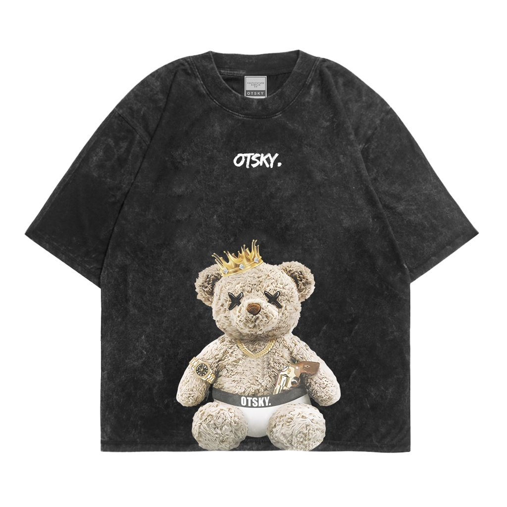 Jual Otsky Kaos Pria Oversize King Bear Washing Black X DL1111OVZ ...
