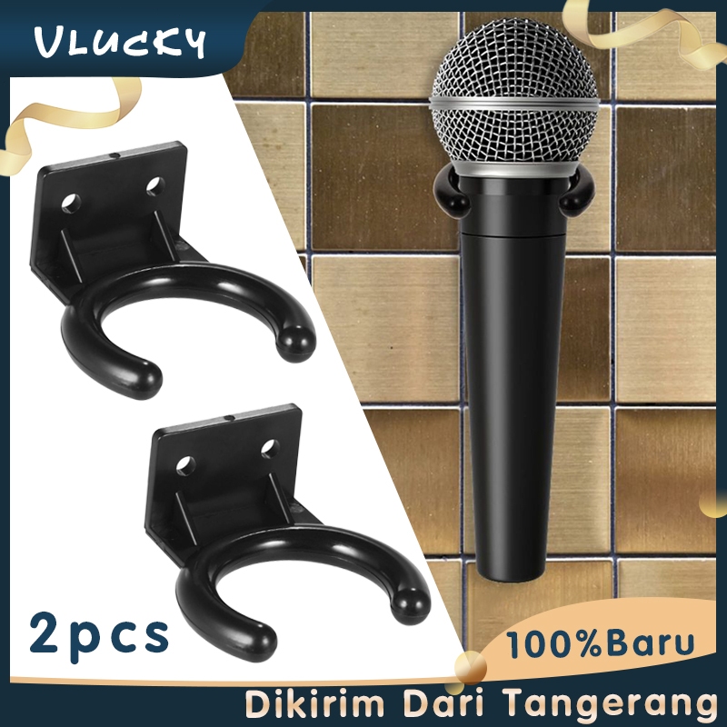Jual Isi 2 Wireless Microphone Hanger Mic Wall Mount Holder Hook Clamp ...
