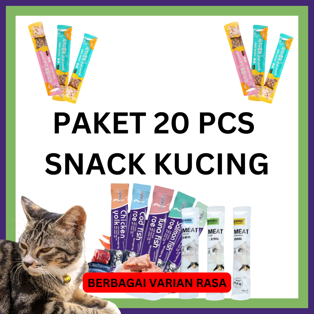 Jual Snack Kucing Paket 20 pcs | Makanan Kucing | Snack Creamy | Snack ...