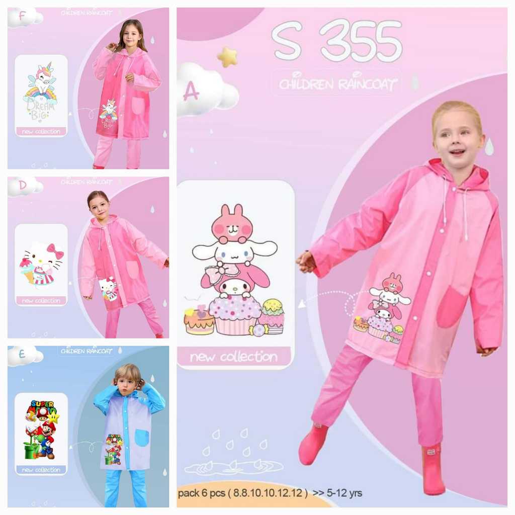 Jual Jas Hujan Raincoat Anak Cowok Cewek Impor Karakter Mario, Sanrio ...
