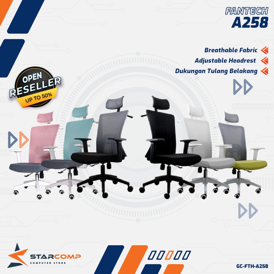 Jual Fantech OCA258 Kursi Kerja Kantor Premium Office Chair OC-A258 ...