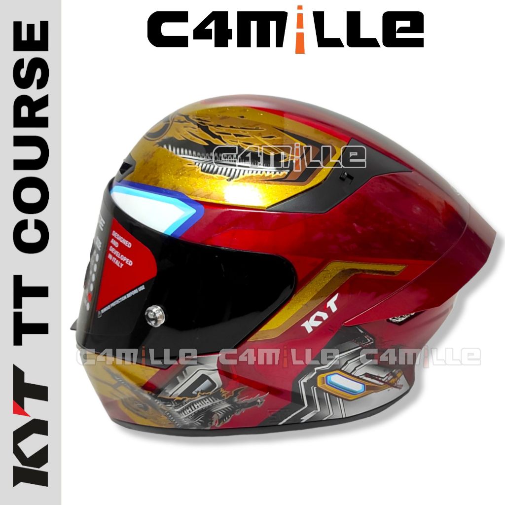Jual HELM KYT TT COURSE MARVEL IRONMAN FULL FACE DARK SMOKE | Shopee ...