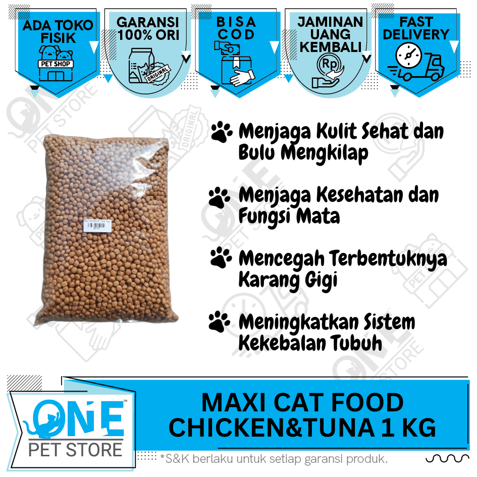 Jual Maxi Cat Food Chicken & Tuna 1 Kg / All Life Stages / Kitten ...