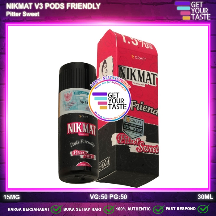 Jual Liquid Nikmat V3 Pitter Sweet Pods Friendly 30ML by Rcraft x Vapes ...