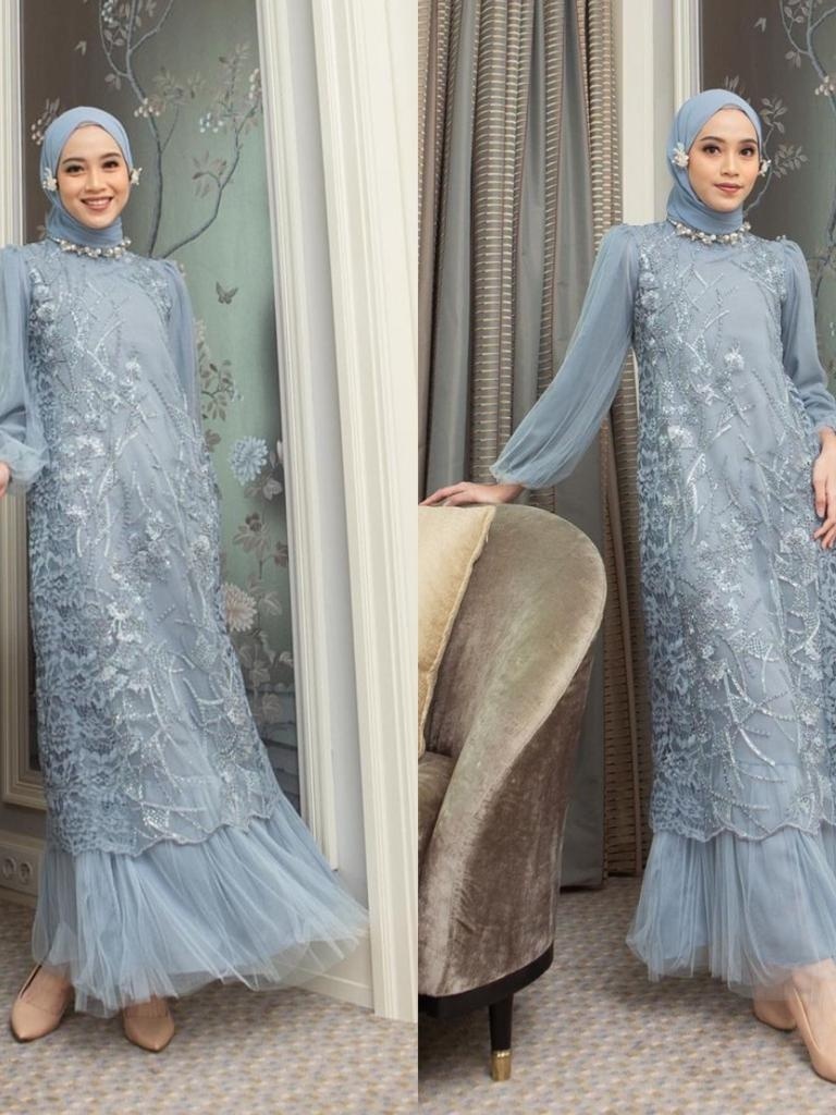 Jual DRESS FARIDA | GAMIS PANJANG | GAUN PESTA BAHAN FULL TILE MUTIARA BRUKAT GLITER | GAMIS ...