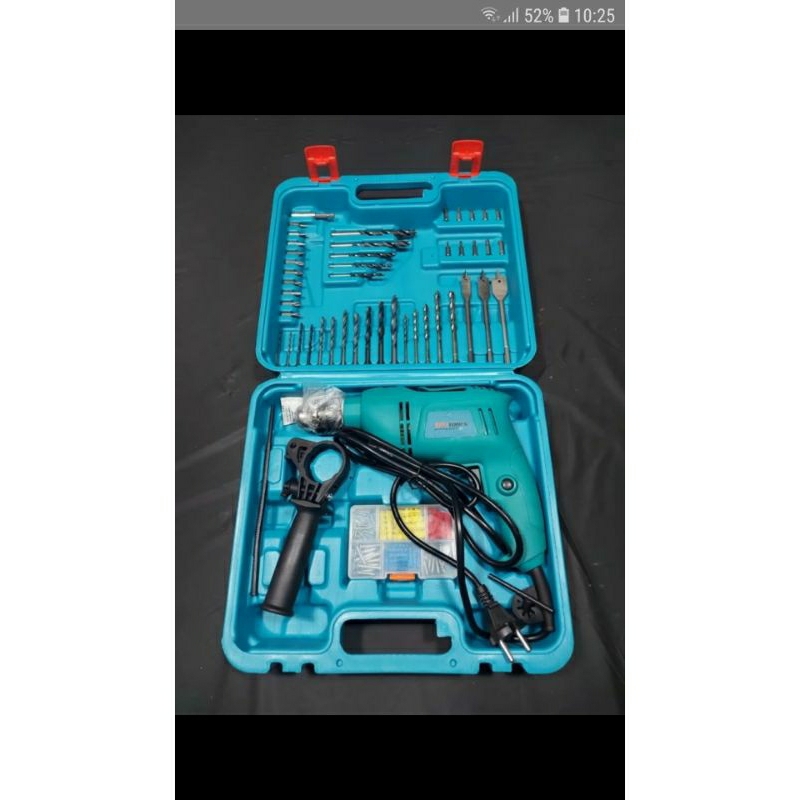 Jual Mesin Bor Elektrik 13 mm Impact Drill Besi Beton Kayu + Tool Kit ...