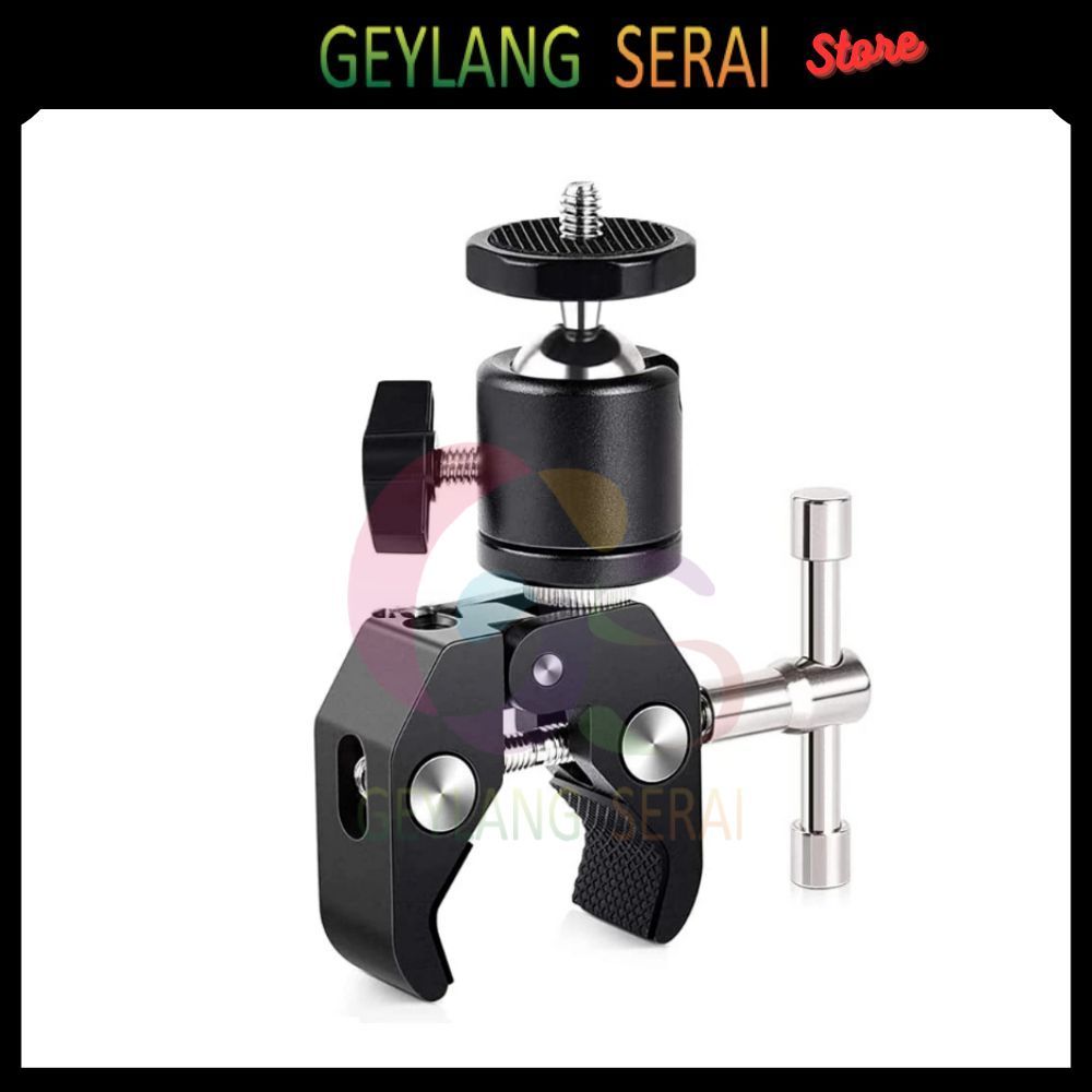 Jual Metal Super Clamp with 360° Ball Head Magic Arm Clamp with 1/4" 3/ ...