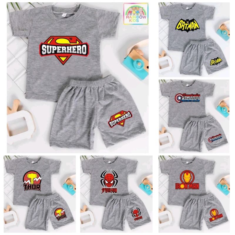 Jual RAINBOW SETELAN / SET BAJU ANAK COWOK 1- 7 TAHUN "SUPERH LOGO ...