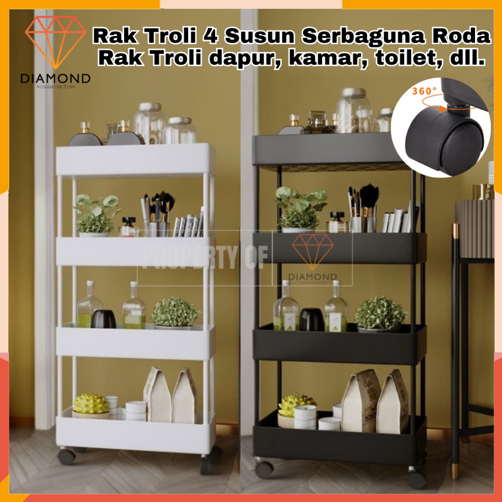 Jual Rak Troli Susun 4 Tingkat dengan Roda Square / Rak Plastik ...