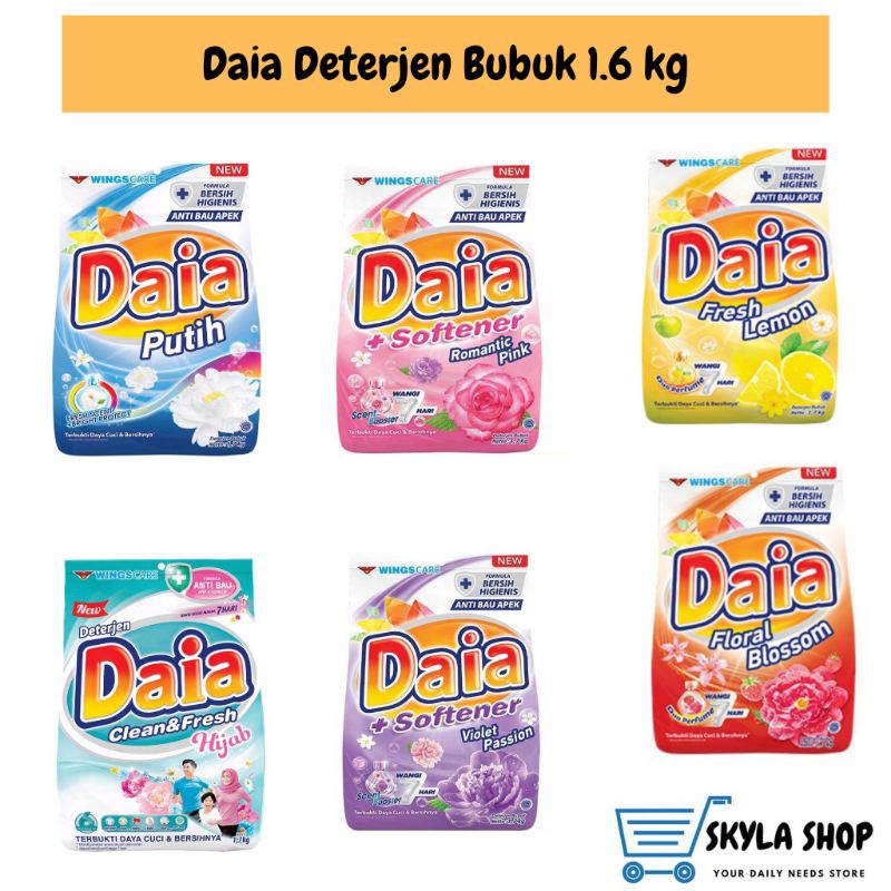 Jual Daia detergent bubuk deterjen pink bunga 1,6 1.6 kg | Shopee Indonesia