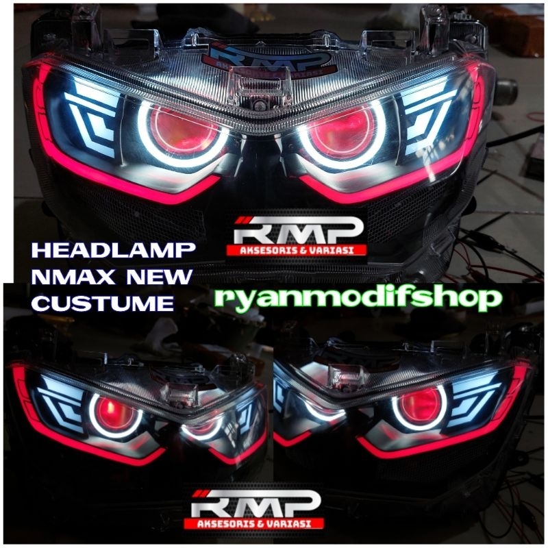 Jual HEADLAMP NMAX NEW CUSTUME DOUBLE BILED LAMPU NMAX NEW CUSTUME ...