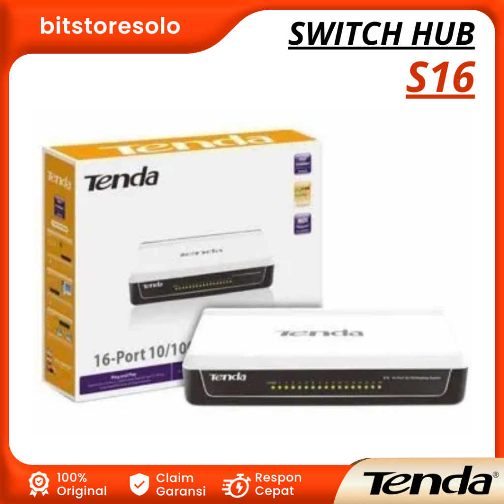 Jual Switch Hub Tenda S16 16-Port 10/100 Unmanaged Desktop Ethernet ...