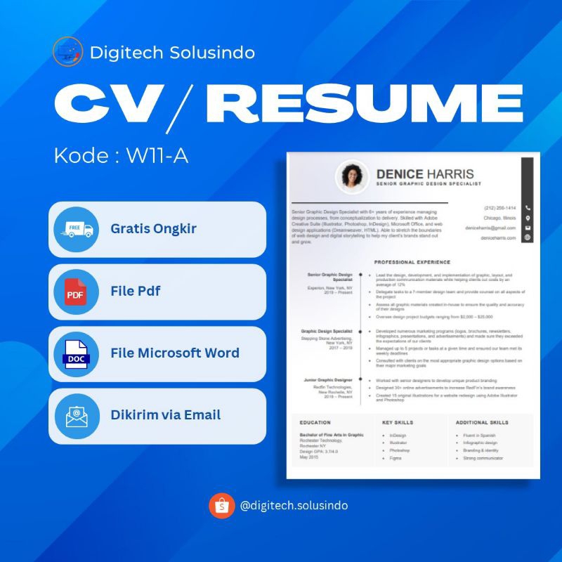 Jual Kode : W11 / CV Desain / Jasa Bikin CV Kerja / Curiculum Vitae ...