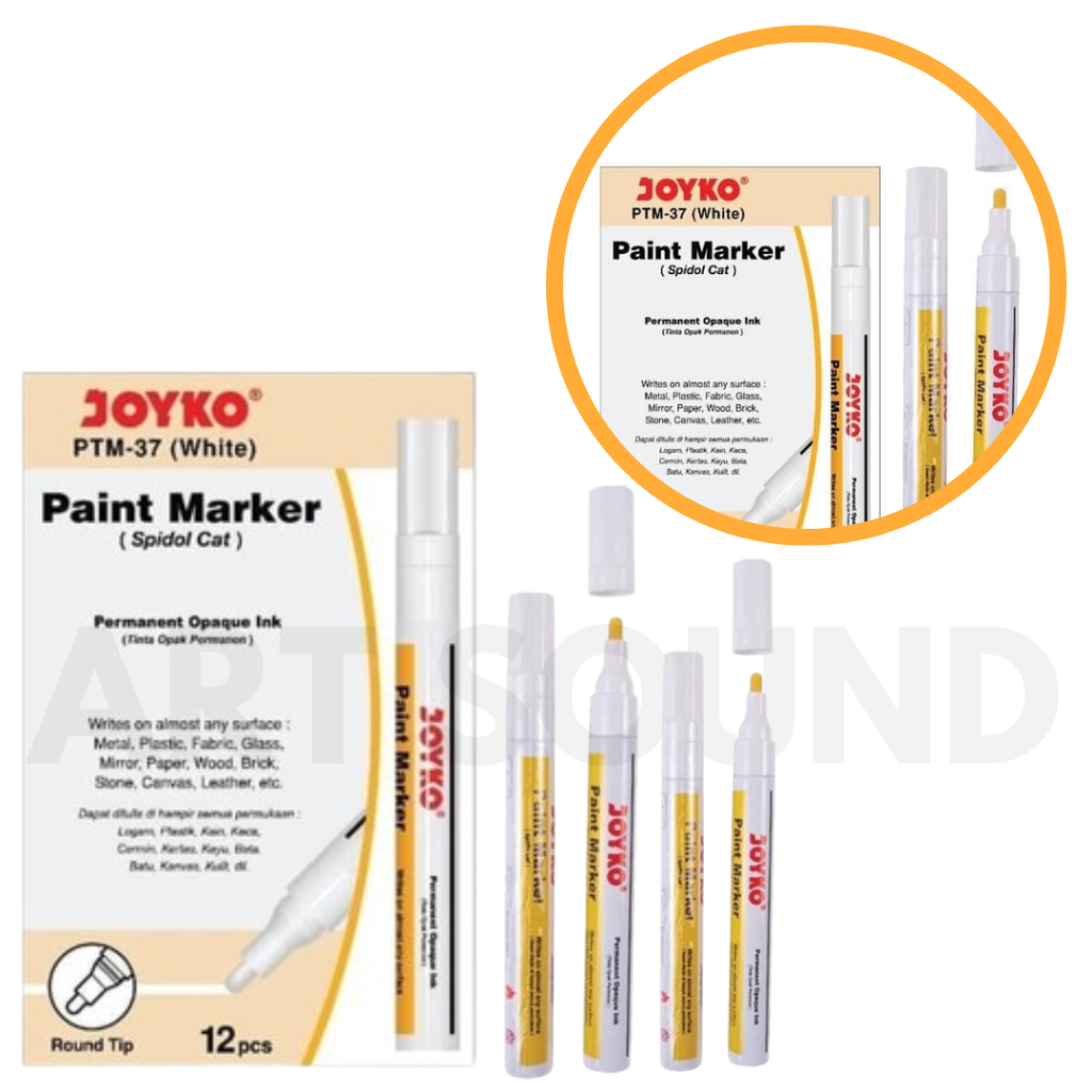 Jual Spidol Paint Marker Permanent White Putih JOYKO PTM-37 Original ...