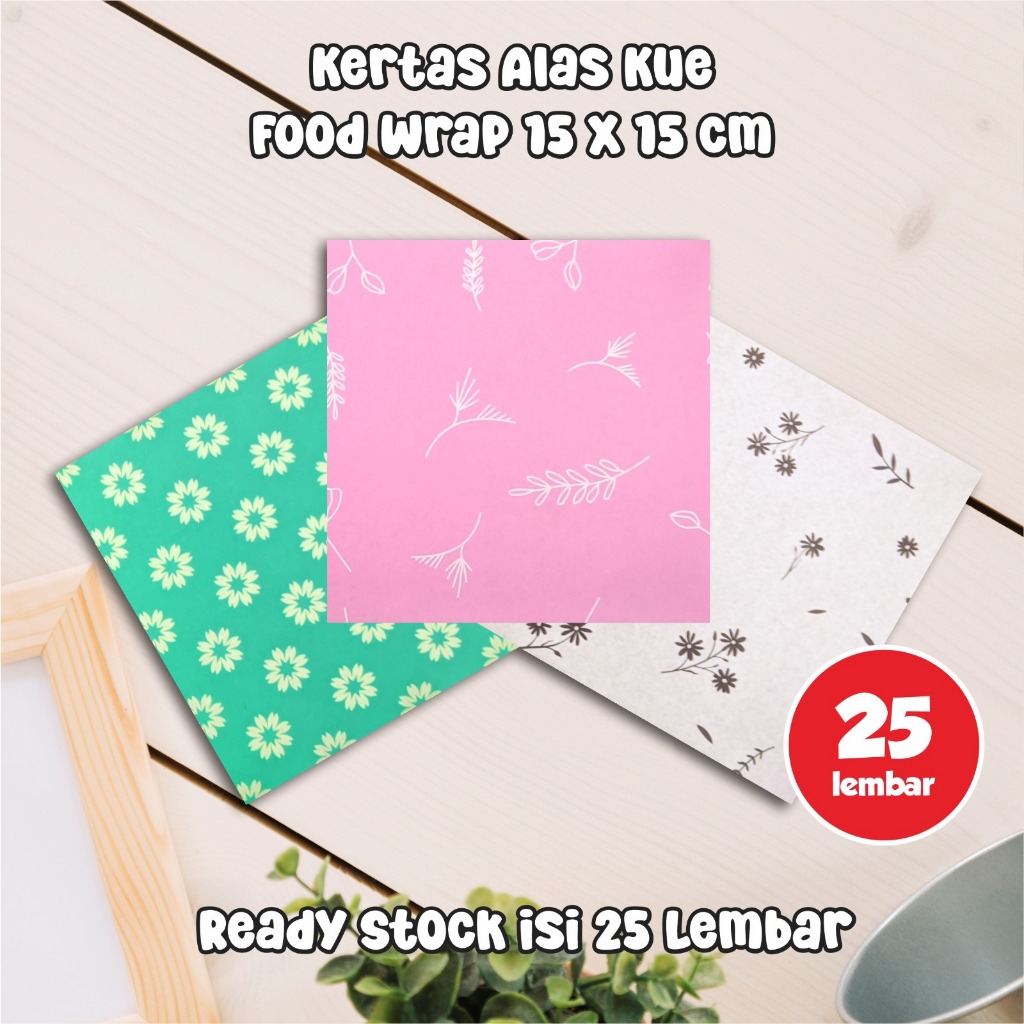Jual Kertas Alas Roti Floral 15x15 cm | Foodgrade Alas Roti Bungkus ...