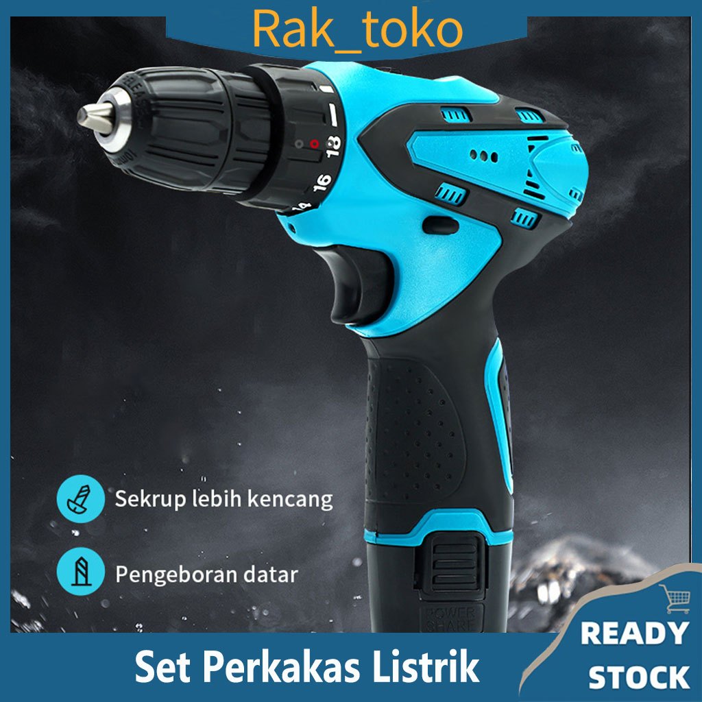 Jual Bor Listrik/Mesin Bor Baterai Tangan/Bor Cordless Power Drills Kit ...
