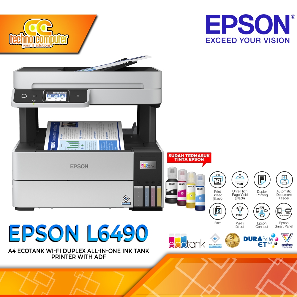 Jual PRINTER EPSON L6490 A4 Ecotank Wi-Fi All-in-One Printer with ADF ...
