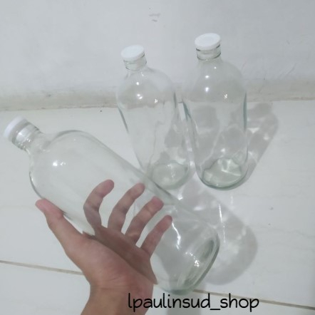 Jual [PROMO] botol kaca transparan 1 liter + tutup plug bening baru ...