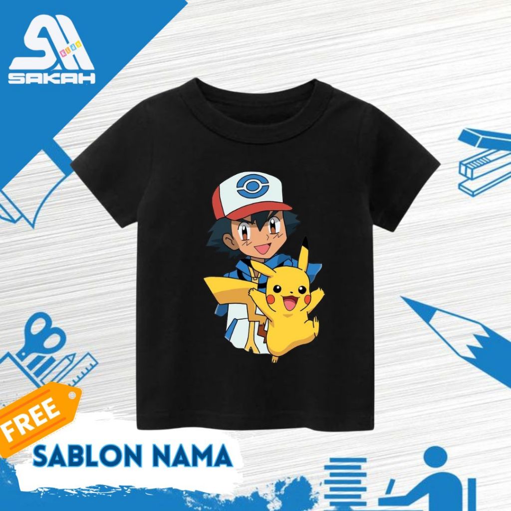 Jual Kaos Anak Custom Nama Combed 30s Gambar Kartun Pokemon Untuk Anak dan Hadiah Anak Laki-Laki ...