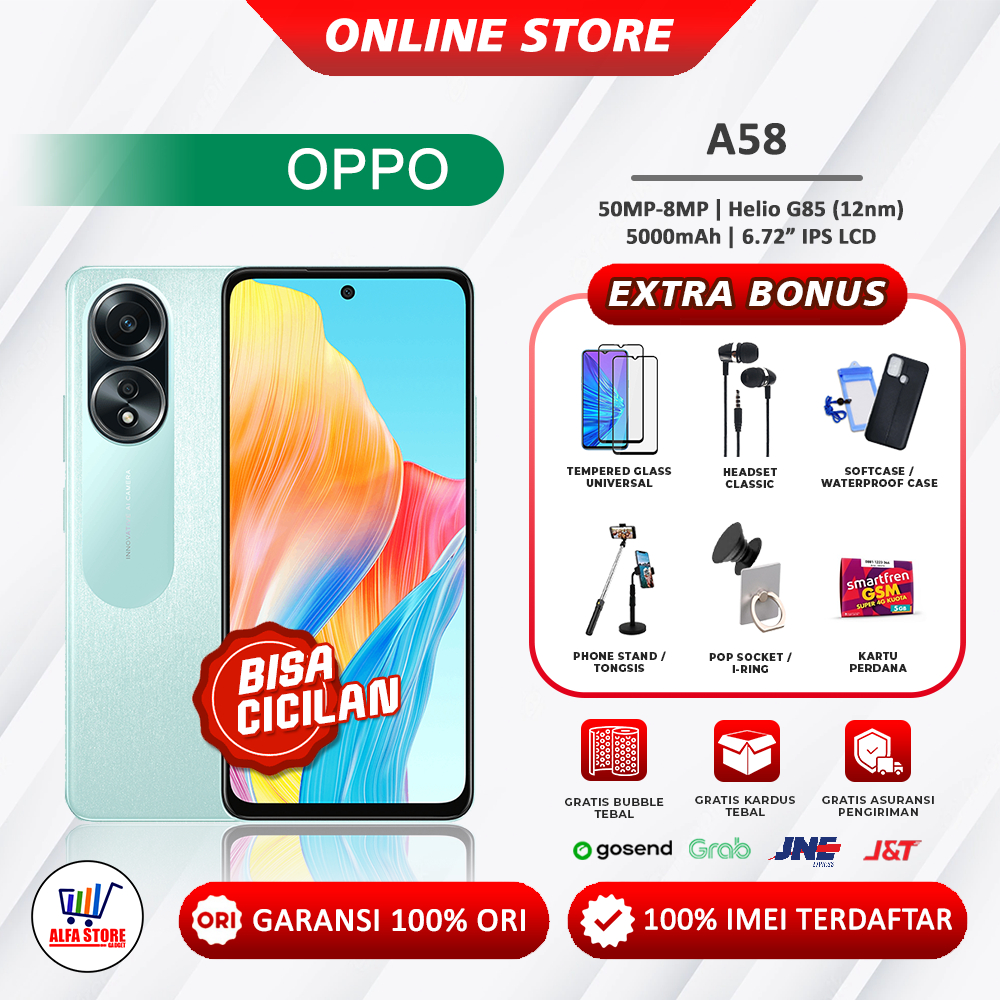 Jual Oppo a58 NFC ram 8/128Gb [8+8/128Gb] ram 6/128Gb [6+6/128Gb ...