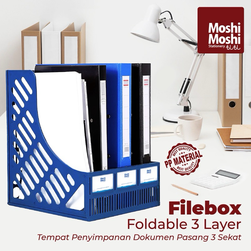 Jual File Box Foldable 3 Layer Tempat Penyimpanan Dokumen Lipat 3 Sekat ...