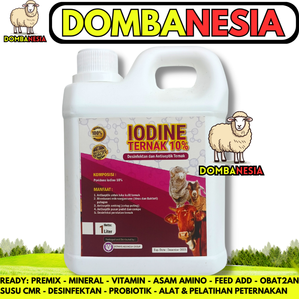 Jual IODINE TERNAK 10% 1 LITER - Desinfektan dan Antiseptik Ternak Sapi ...