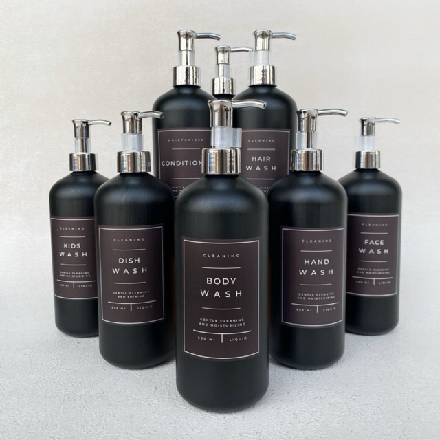 Jual Botol Hitam Matte 500ml Pump SILVER bathroom kitchen home refill ...