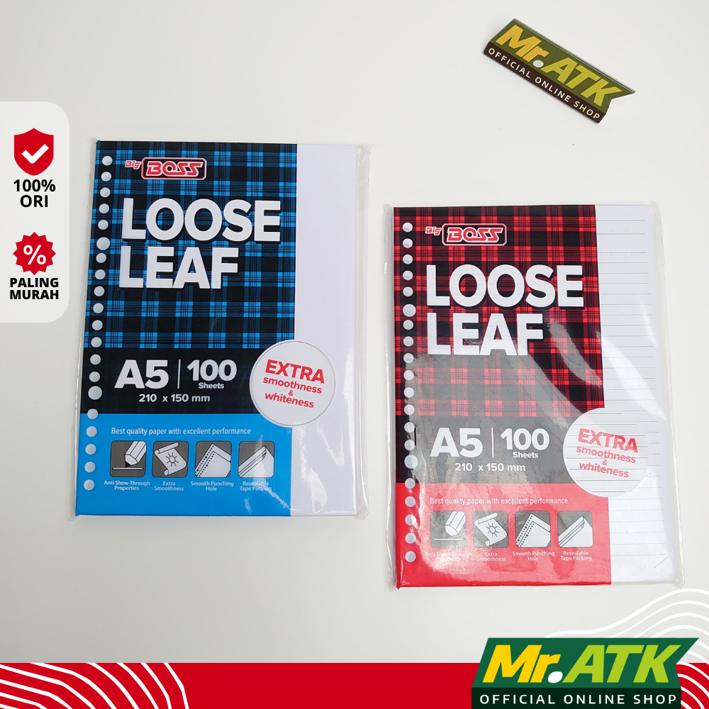 Jual KERTAS BINDER A5 POLOS / GARIS HVS 100 LEMBAR BIG BOSS - KERTAS ...