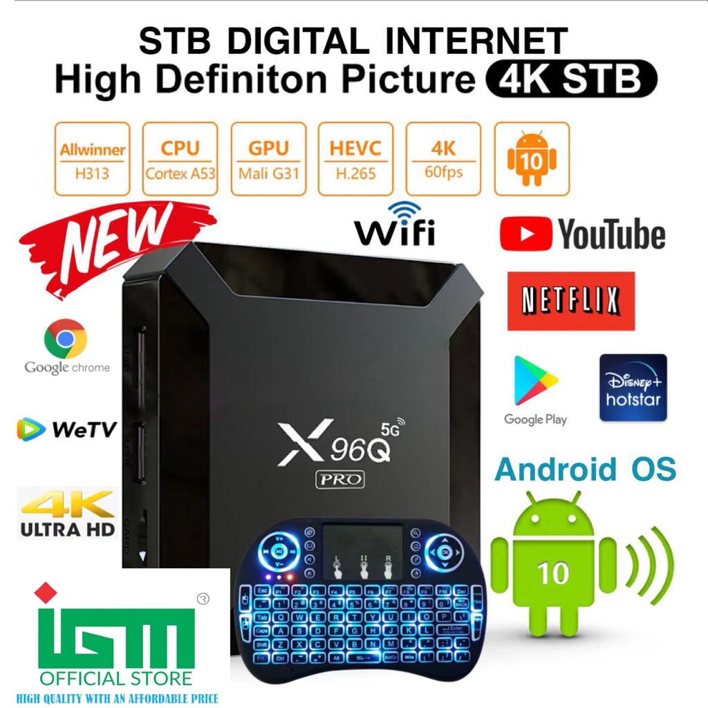 Jual IGM-Android TV Box X96Q PRO 5G 4K Ultra HD Smart TV Box Media ...