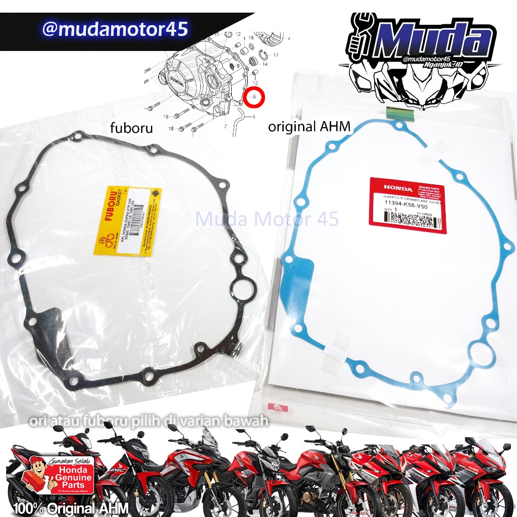 Jual PAKING BAK KOPLING CBR150R CB150R LED CB150X SONIC SUPRA GTR GASKET R COVER 11394-K56-N00 ...