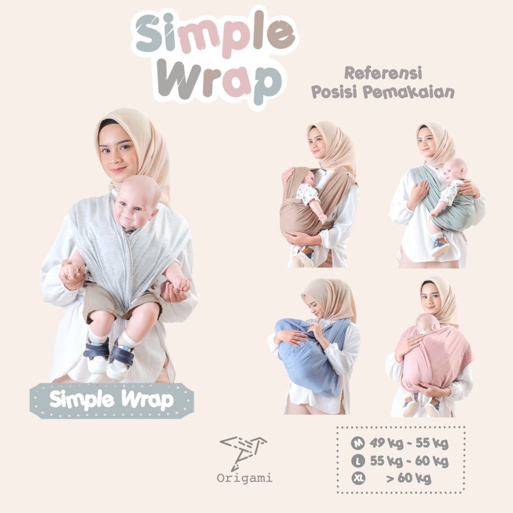 Jual Gendongan Depan 2IN1/Simple wrap ORIGAMI / Baby Wrap M Shape ...