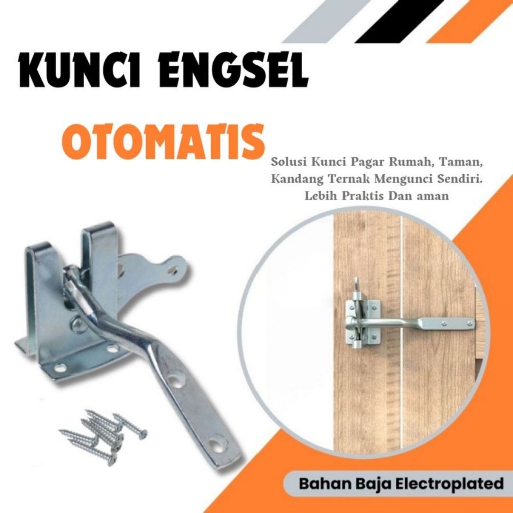 Jual Grendel Slot Kunci Engsel Pintu Pagar Taman Otomatis Bahan Baja ...