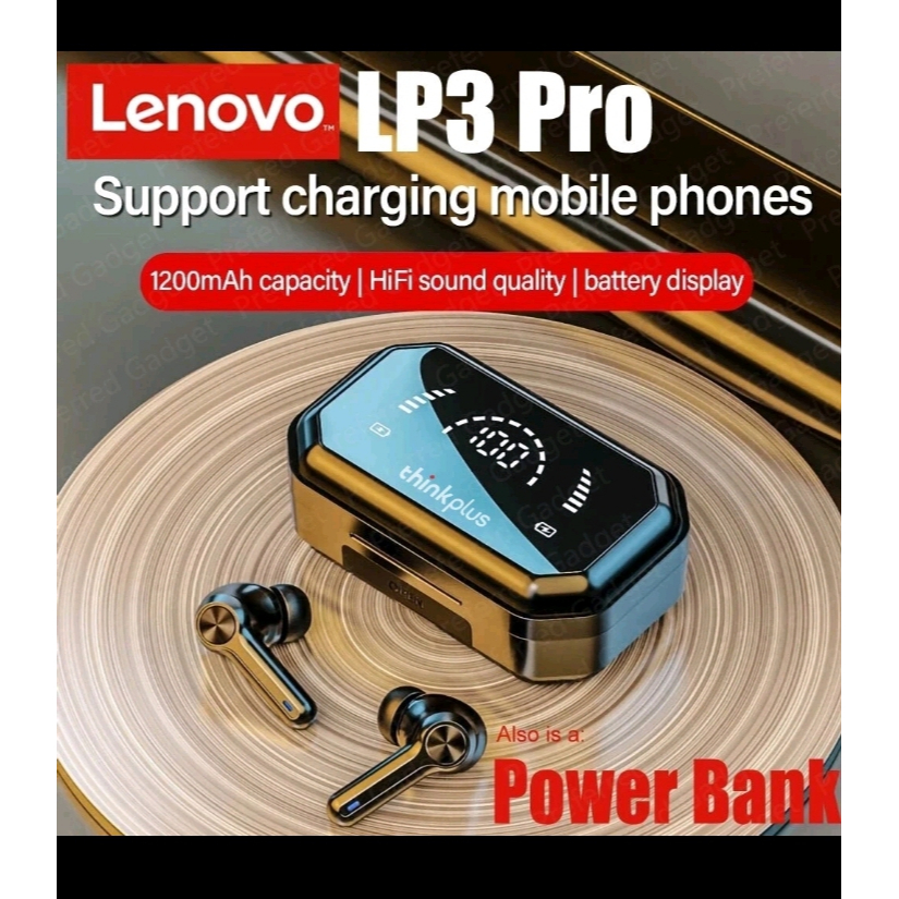 Jual Lenovo LP3 PRO TWS Headset Bluetooth 5.0 Earphone 1200 MAh ...