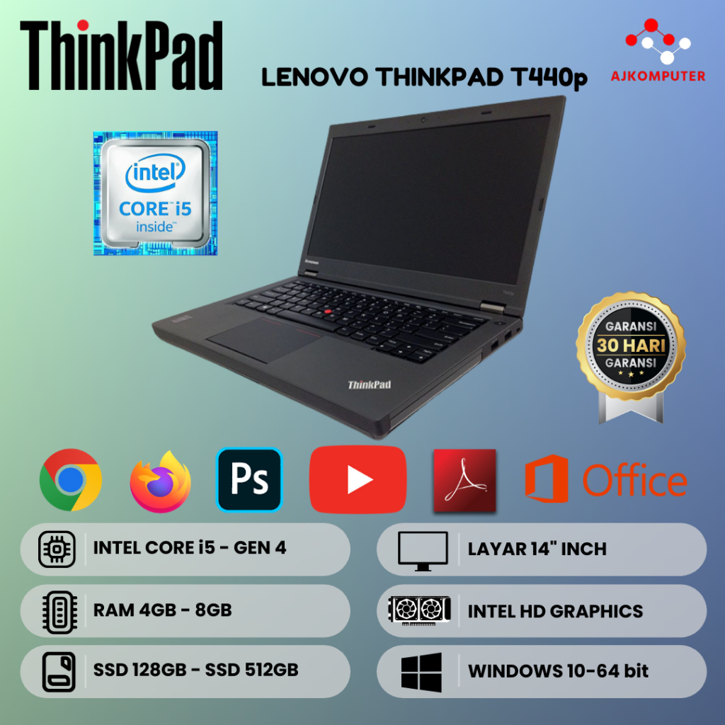 Jual LENOVO THINKPAD T440p CORE i5 / i7 GEN 4 KUAT TANGGUH BERGARANSI | Shopee Indonesia