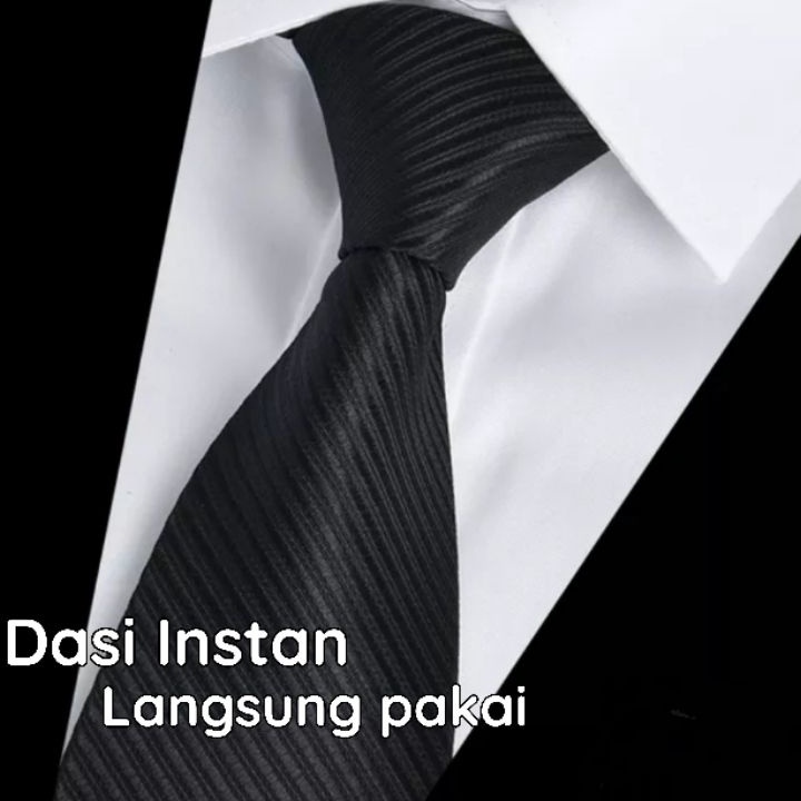 Jual MODEL EXG185 Dasi Hitam Motif Garis 3Inch Lebar 8cm Dasi Instan ...