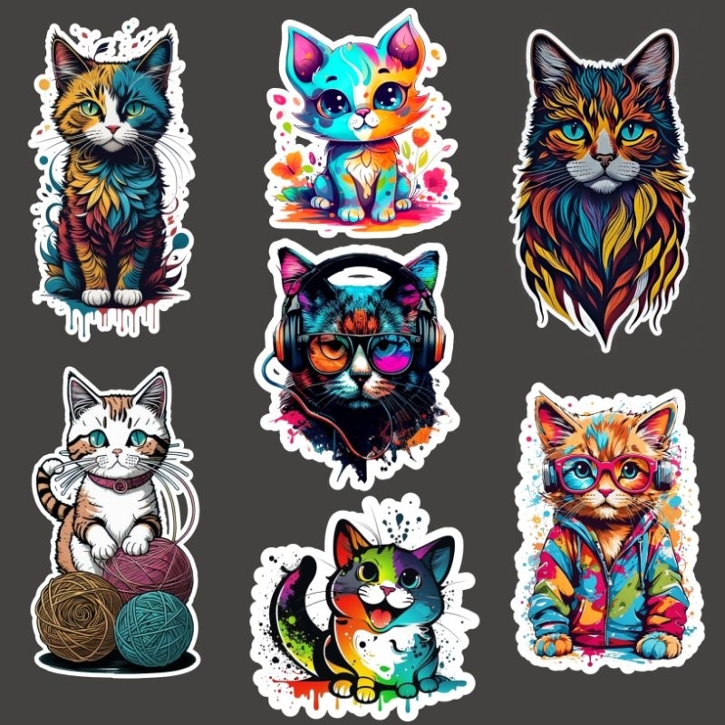 Jual Stiker Aesthetic KUCING STICKER TUMBLER HP | STIKER LAPTOP estetik ...
