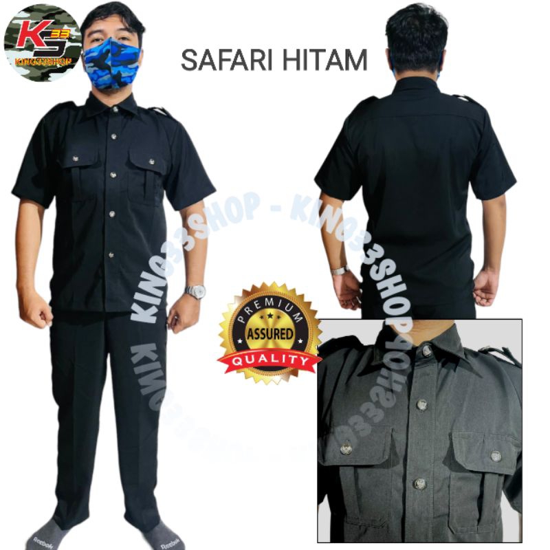 Jual Seragam Safari Hitam Pendek / Seragam Supir / Baju Safari | Shopee ...