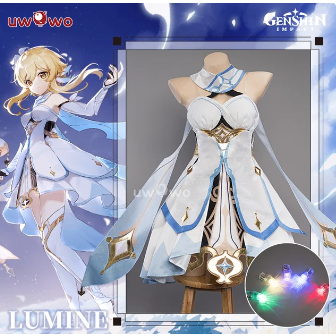Jual UWOWO Traveler Lumine Cosplay Costume Game Genshin Impact LED ...