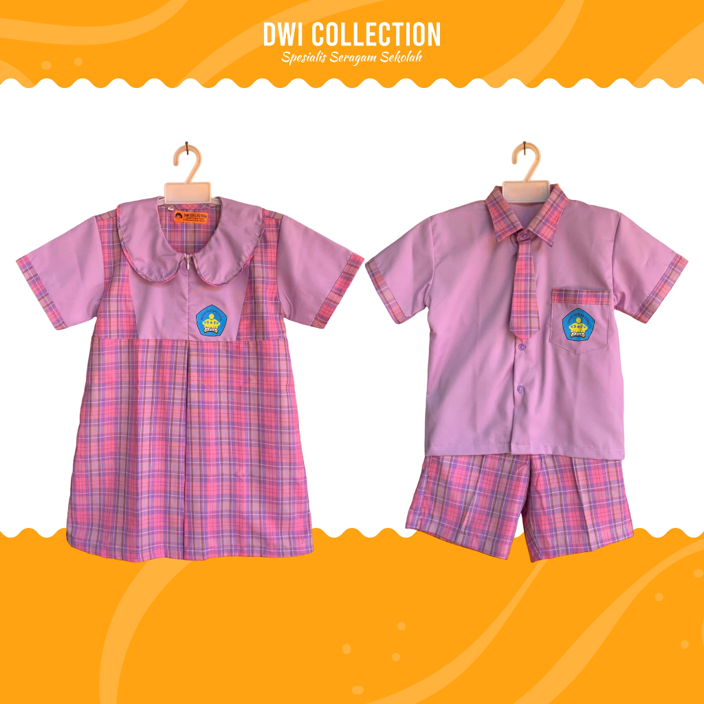 Jual SERAGAM KOTAK ANAK SEKOLAH PAUD / TK (FREE LOGO CUSTOM) | Shopee Indonesia