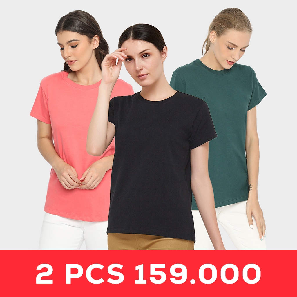 Jual ROMP Kaos Polos Wanita Lengan Pendek - Kerah Bulat | Shopee Indonesia